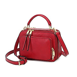 Crossbody Bags for Women, Trendy Design Satchels Shoulder Bag Handbags Tote Bag Double Zip Top-Handle Bags Camera Bag Purse (red)