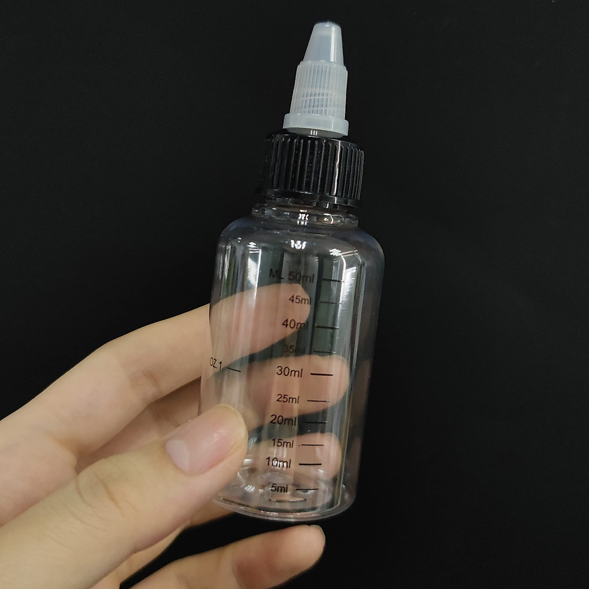 NANSHINE Graduated Bottles 10PCS 60ml(2oz) PET Plastic Pointed Bottles with Twist Top Cap Plastic Graduated PET Dropper Water Liquid Bottles