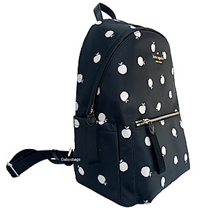 Kate Spade Chelsea Little Better Nylon Large Backpack Black Multi Apple