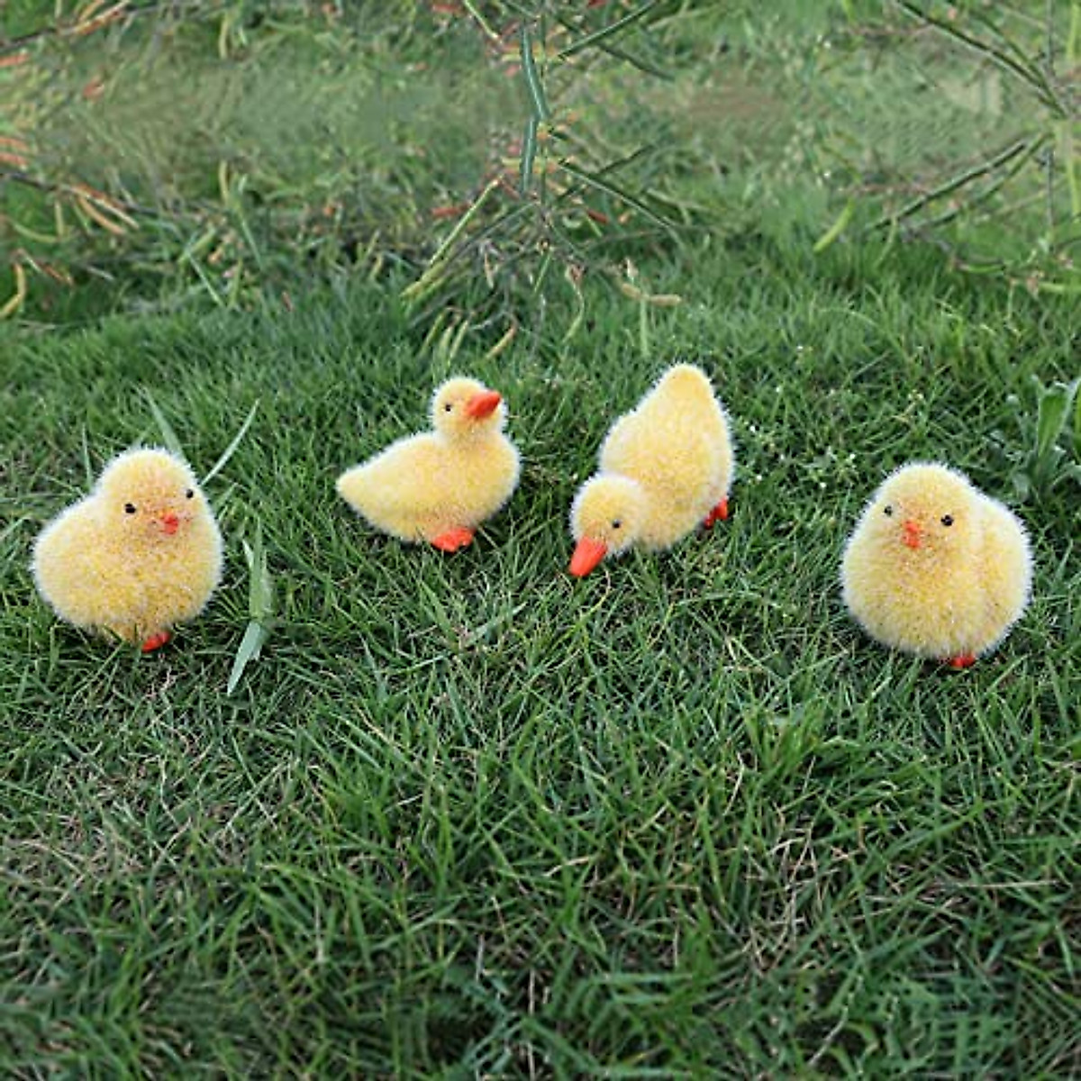 CORIETTA (4 Pack Adorable Simulated Plush Ducky & Hen Polyresin Statue Garden Sculptures Perfect Yard Art Gift Ornament Also can be Easter Decor for Home Garden, Courtyard, Lawn, Walkway
