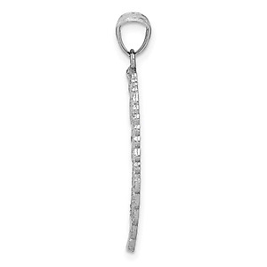 14K White Gold Polished and Textured Angel Wing Pendant 32mm style YC1244