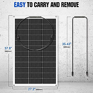 ECO-WORTHY Flexible Solar Panel 130 Watt 12 Volt Monocrystalline Semi-Flexible Bendable for Off- Grid System Motorhome, RV, Caravan, Camper, Boats, Roofs, Uneven Surfaces