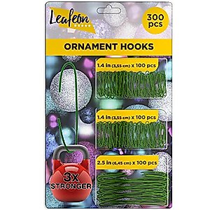 Leafeon 300 Pack Christmas Ornament Hooks for Christmas Tree Decoration – The Best Holiday Ornament Hangers (Green)