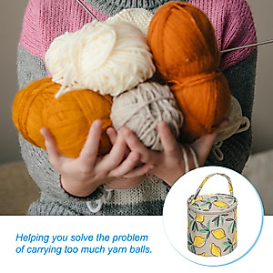 PATIKIL Yarn Storage Bag, Portable Crochet Knitting Bag Case Skein Ball Holder Organizer Crocheting Tote Supplies for Sewing Craft Projects, Yellow Lemon