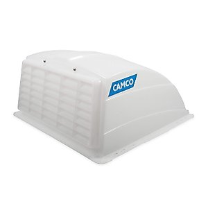 Camco RV Roof Vent Cover | Allows High Flow Air Ventilation Into Your RV, Rain or Shine | Easy Installation | Installation Hardware Included, White (40433)