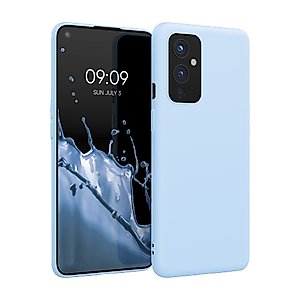 kwmobile Case Compatible with OnePlus 9 (EU/NA Version) Case - Soft Slim Protective TPU Silicone Cover - Light Blue Matte