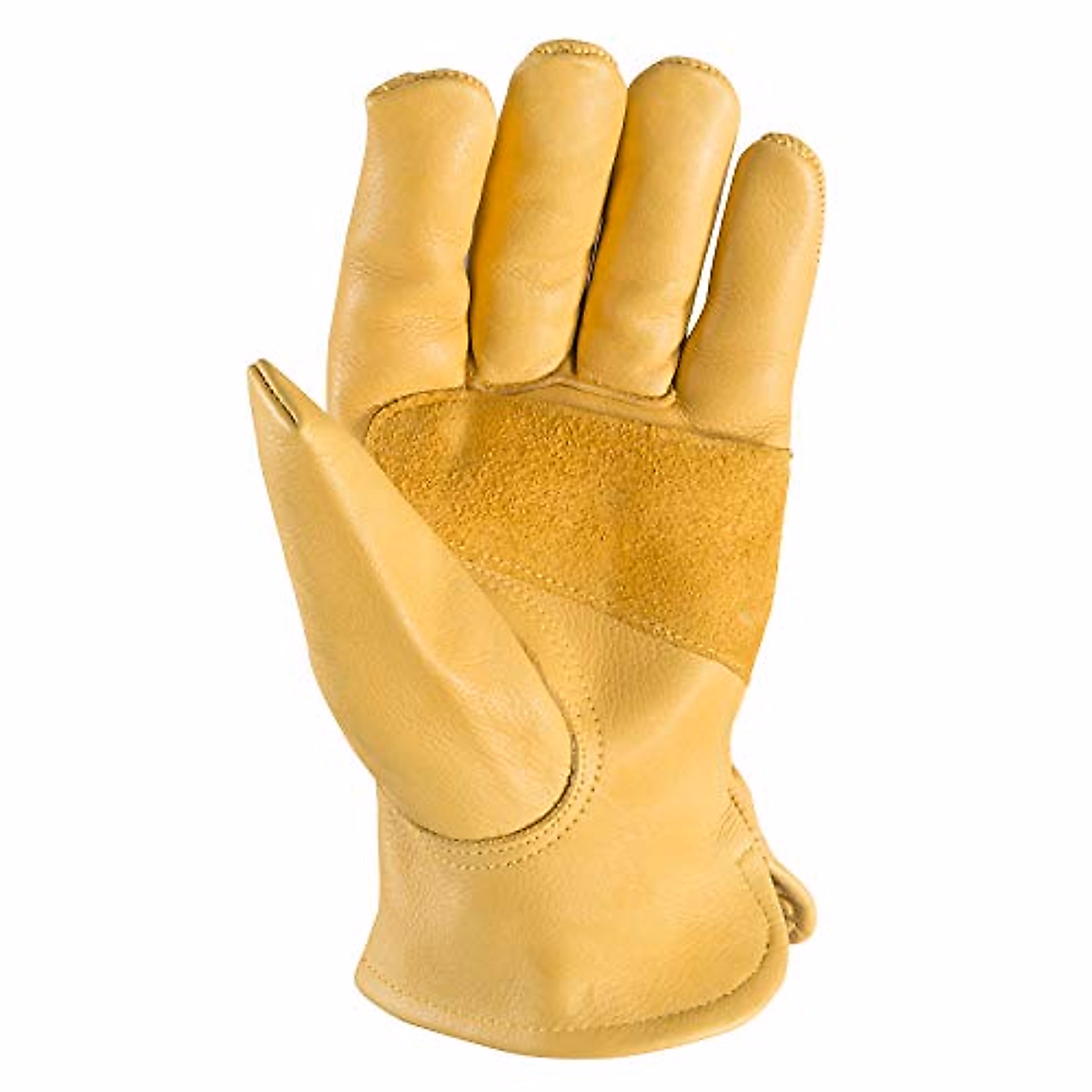Wells Lamont Men's Reinforced Cowhide Leather Work Gloves with Palm Patch | Large (1129L) , Tan, Saddletan