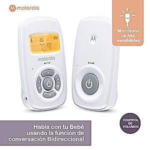 Motorola MBP24 Audio Baby Monitor with Room Temperature Display, High Sensitivity Microphone and Two-Way Talk, White