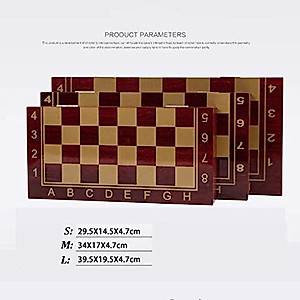Chess Portable Set Portable Set Wooden Portable Chessboard Folding Board Game International Set for Party Family Activities Backgammon LQHZWYC (Size : L)