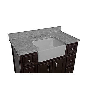Kitchen Bath Collection Zelda 42-inch Farmhouse Vanity (Carrara/Chocolate): Includes Chocolate Cabinet with Authentic Italian Carrara Marble Countertop and White Ceramic Farmhouse Apron Sink