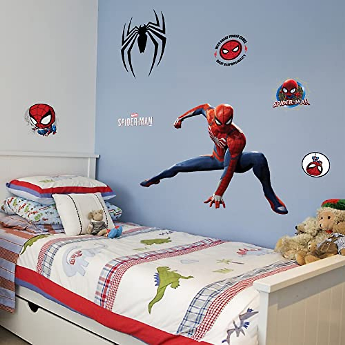 NORDID Spiderman Wall Decals Children's Wall Stickers for Kids Bedroom Living Room Playroom Nursery Wall Decoration DIY Assemble Self-Adhesive PVC (15.7x23.6 in)