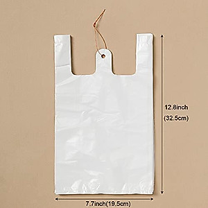 Muellery White Plain Plastic Bags 200 Pieces For Merchandise Retail Grocery Bags 7.7 x 12.8 inch