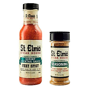 St Elmo Steak House Shrimp Cocktail Sauce and Seasoning Bundle, Flavorful Combo for Steaks, Burgers, Chicken, Seafood, and More