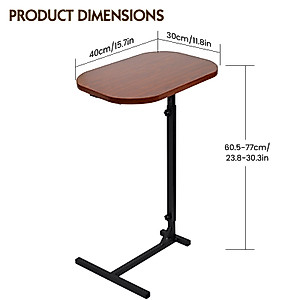 WHEARTED Small Side Table for Small Spaces, C Shaped End Table Slide Under Sofa Couch and Bed, Height Adjustable C Table End Table with Metal Frame for Living Room, Bedroom, Bathroom Brown