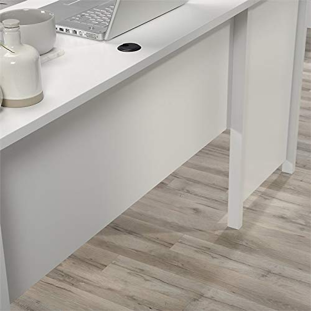Sauder County Line Wooden L Shaped Computer Desk in Soft White