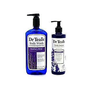 Dr Teals Lavender Body Wash w/Pure Epsom Salt - Bundle w/Dr Teals Lavender Body Lotion! Soothing Set!