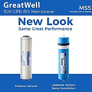 iSpring MS5 500GPD Reverse Osmosis (RO) Membrane Replacement 3.0" x 11.7", Fits RCS5T, Updated Version