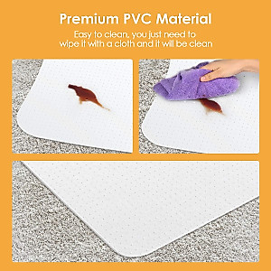 Chair Mat for Carpeted Floor, 36 x 48 inches, Premium Material Chair Mat with Lip, Easy Glide Transparent Mats for Chairs, Good for Desks, Floor Mats for Office