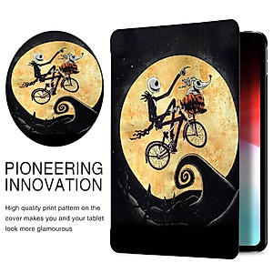 Christmas Tablet Case for Samsung Galaxy Tab S7 FE/S8 Plus 2022/S7 Plus Case 12.4 Inch,Cartoon Pattern Halloween Design Cases, PU Leather Folio Xmas Back Cover Funda for SM-X800 X806 T970 T975, Bike