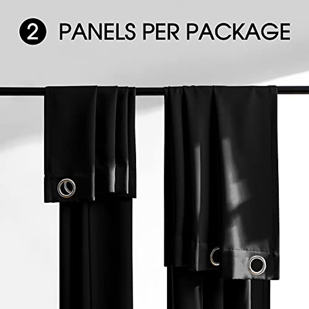 Rutterllow Blackout Curtains for Bedroom, Thermal Insulated Room Darkening Curtains 2 Panels for Living Room, Grommet Top (52x84 Inch, Black)