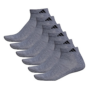 adidas Men's Athletic Cushioned Low Cut Socks with Arch Compression for a Secure fit (6-Pair), Heather Grey/Black, XL