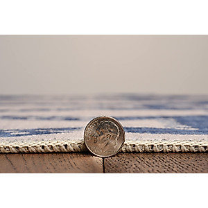 Linon The Anywhere Washable Rug Shayna Ivory/Blue 2' X 8' Runner Rug