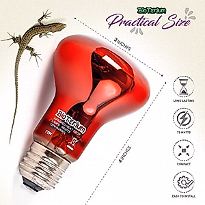 BioTerium Reptile Heat Lamp Bulb - Full Spectrum Infrared Basking Bulb with UVA + UVB Light - Self-Ballasted Vapor Amphibian and Reptile Basking Light