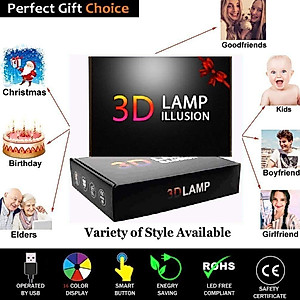YTDZLTD Optical Illusion 3D Cheerleader Night Light 16 Colors Changing USB Power Remote Control Touch Switch Decor Lamp LED Table Desk Lamp
