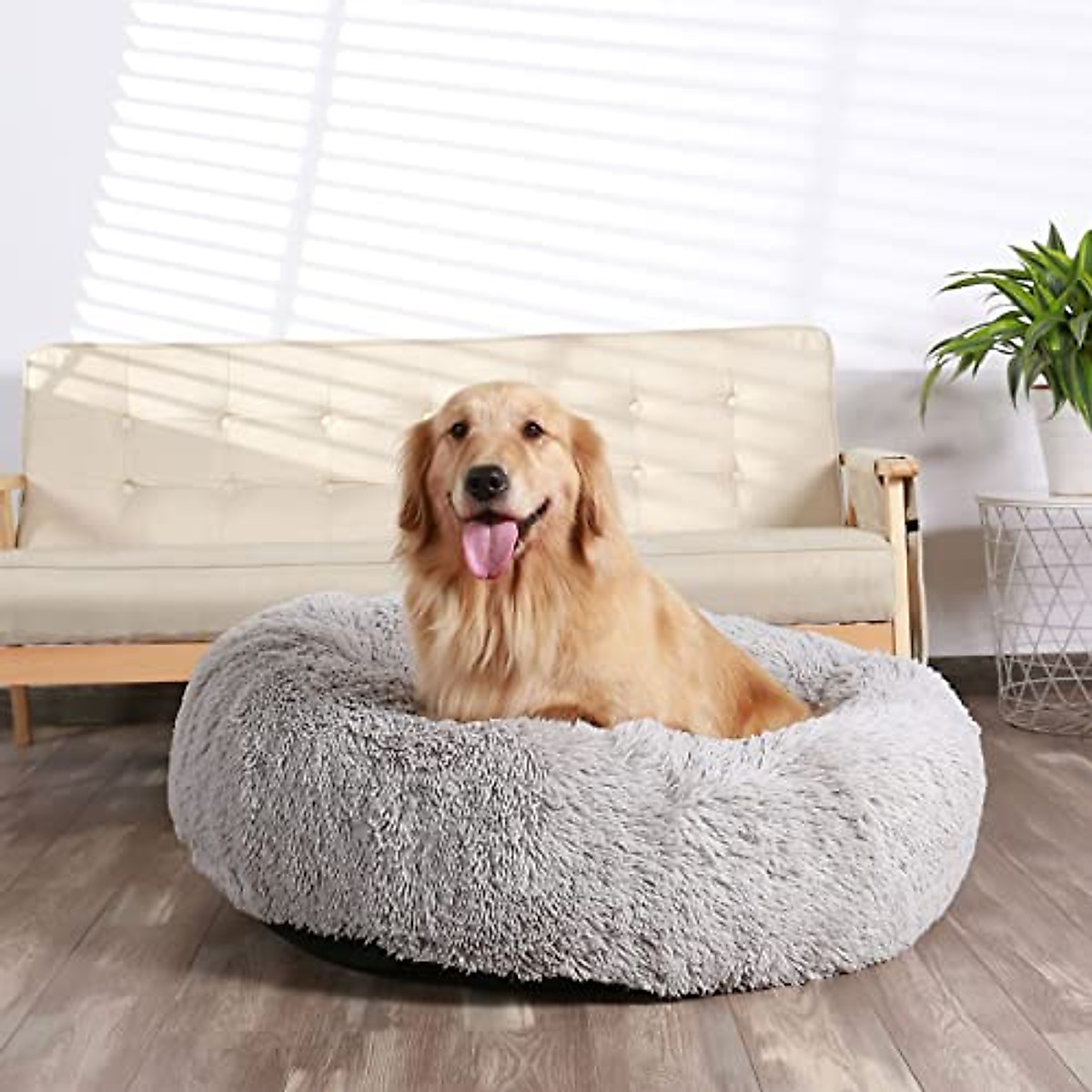 HACHIKITTY Dog Beds Calming Donut Cuddler, Puppy Dog Beds Large Dogs, Indoor Dog Calming Beds Large,30''