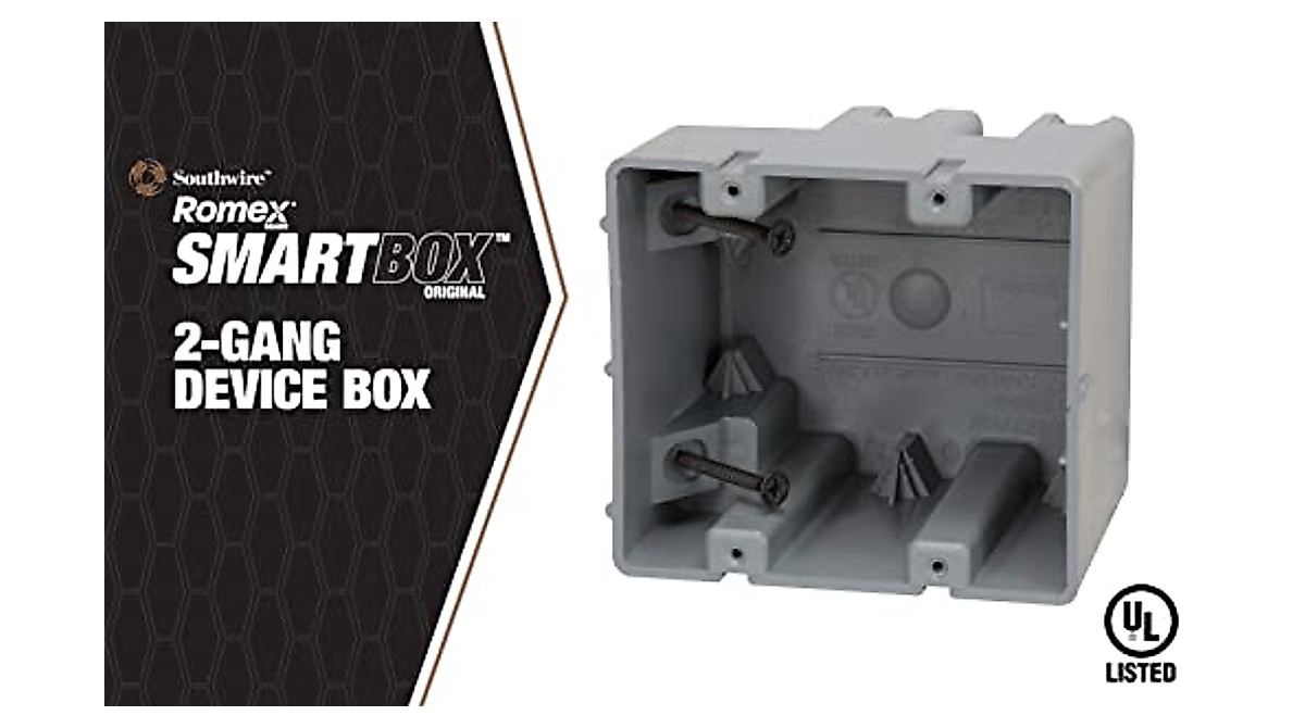 Southwire 2-Gang PVC Electrical Box - Heavy Duty Mounting, Adjustable
