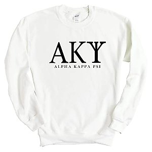 Alpha Kappa Psi Classic Sweatshirt - Fraternity Crewneck Sweatshirt White