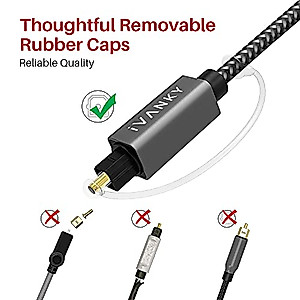 IVANKY Optical Audio Cable 10ft/3M, Slim Braided Fiber Audio Cable, Digital Optic Cord,Toslink Cable, Aluminum Shell, Gold-Plated for Sound Bar, TV, PS4, Xbox, Samsung, Vizio - CL3 Rated