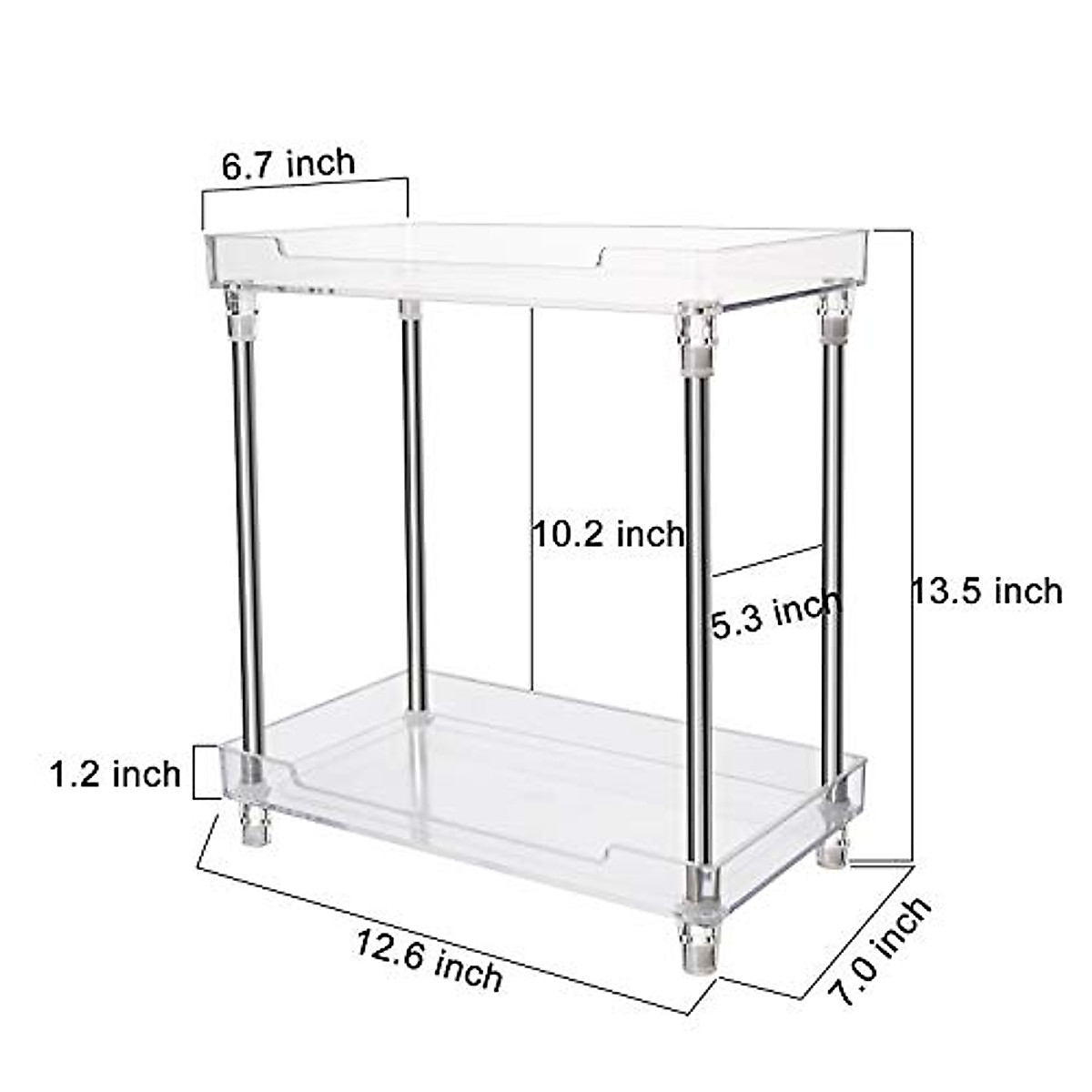 CGBE Makeup Organizer for Vanity, Large Capacity Cosmetic Organizer and 2-Tier Counter Shelf Bathroom Countertop Organizer