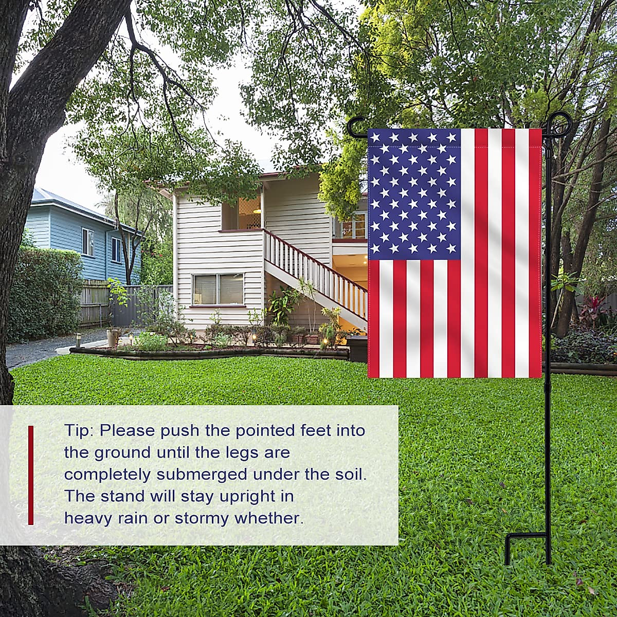 YEAHOME Garden Flag Stand Holder, Premium Yard Flag Holder Weather-Proof Metal Powder-Coated Flagpole for American Flag, Christmas Garden Flag, Outdoor Garden Decor Decoration