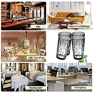 16oz Clear Acrylic Drinking Cups Plastic Tumblers Drinking Glasses Set Wine Glasses Beverage Cups Tumbler for Poolside Party, Stackable, Dishwasher Safe, Easy to Clean, Large Capacity