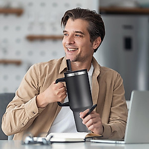 BENZZO Leak Proof Tumbler with Straw 40 OZ - Travel Coffee Tumbler for Hot and Cold, Stainless Steel Thermal Mug Insulated Cup Cold for 34Hrs & Hot for 10Hrs, Dishwasher Safe