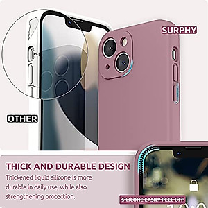 SURPHY Compatible with iPhone 13 Mini Case with Screen Protector, (Camera Protection + Soft Microfiber Lining) Liquid Silicone Phone Case 5.4 inch 2021, Lilac Purple