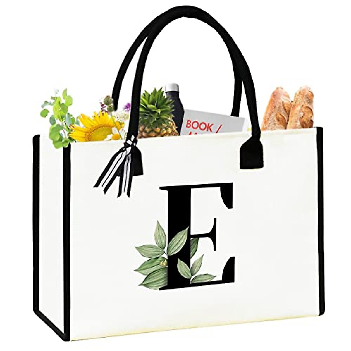 SANCABA 20th 30th 40th 50th Gfits Tote Bag Initial Monogrammed Bag,Personalized Beach Bag Reusable Bags,Wedding Bride Bridemaids