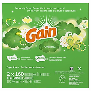 Gain Dryer Sheets (2 X 160 Sheets Net 320 Sheetscount), 320Count