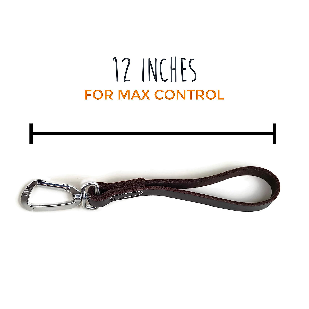 Mighty Paw Short Dog Leash - Training Traffic Lead with Carabiner Clip - Dog Leash Training Lead - Short Slip Lead Dog Leash - Short Lead Dog Training - Dog Carabiner Clip - Brown - 12 Inches