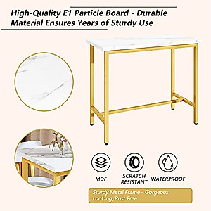 DKLGG 43.3” Dining Table Set for 4, Rectangle Bar Table and Chairs Set with 4 PU Leather Backrest Stools, Pub Dining Room Table Set for Kitchen, Bar, Living Room, Breakfast Nook, Small Space Dinette