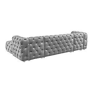 FANCUF U-shaped Modular Sofa Grey Velvet Fabric Living Room Sofa Living Room Furniture
