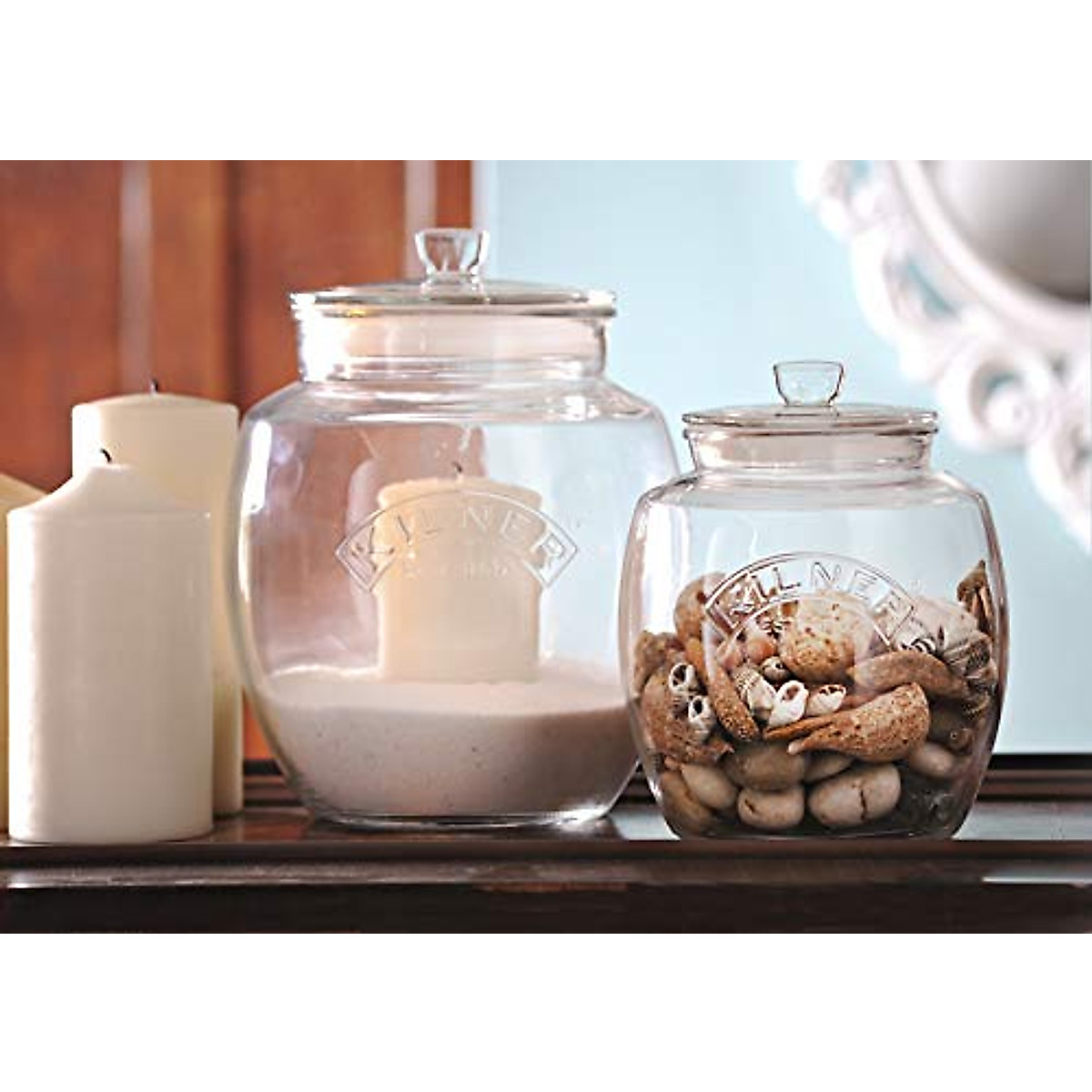 Kilner Glassware Universal Storage Jar, Durable Multi-Purpose Glass Container with Airtight Push-top Lid, 135-Fluid Ounces