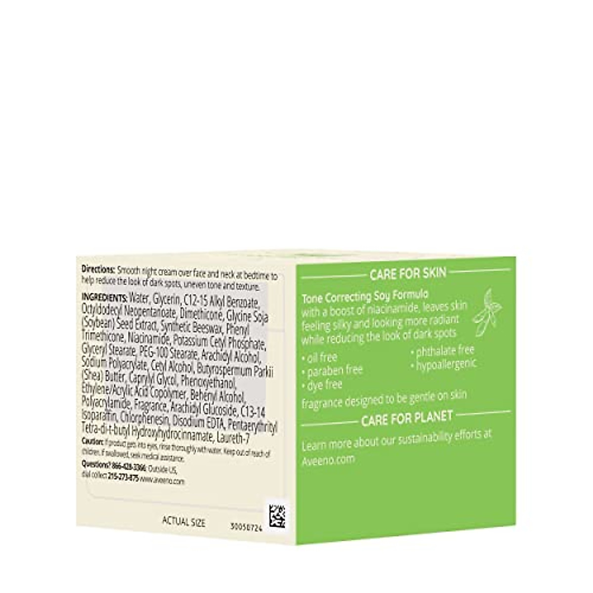 Aveeno Positively Radiant Intensive Moisturizing Night Cream with Total Soy Complex & Vitamin B3, Oil-Free, Non-Greasy, Hypoallergenic & Non-Comedogenic, 1.7 oz