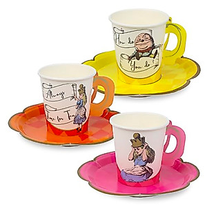 Talking Tables | 12 x Alice in Wonderland Cup and Saucer Set, Onderland 1st First Birthday Party Supplies | Mad Hatter Afternoon Tea Party Decorations For Kids Baby Shower, Weddings