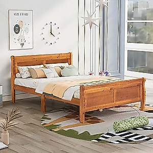 Full Size Wood Platform Bed Frame with Headboard and Footboard, Modern Classic Platform Bed with Wood Slats Support & Under Bed Storage for Bedroom Girls, No Box Springs Needed (Full, Oak)