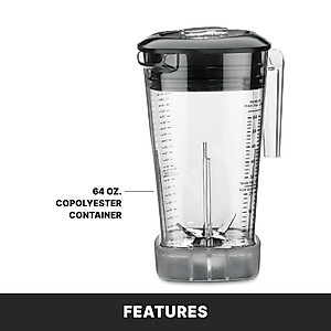 Waring Commercial MX1000XTX 3.5 HP Blender with Paddle Switches, Pulse Feature and a 64 oz. BPA Free Copolyester Container, 120V, 5-15 Phase Plug