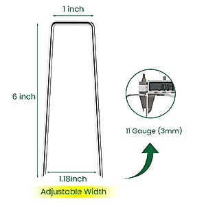 6 Inches Heavy Duty Galvanized Steel Garden Stakes Staples Securing Pegs for Securing Weed Fabric Landscape Fabric Netting Ground Sheets and Fleece, Christmas Decoration, Accessories (10, Silver)