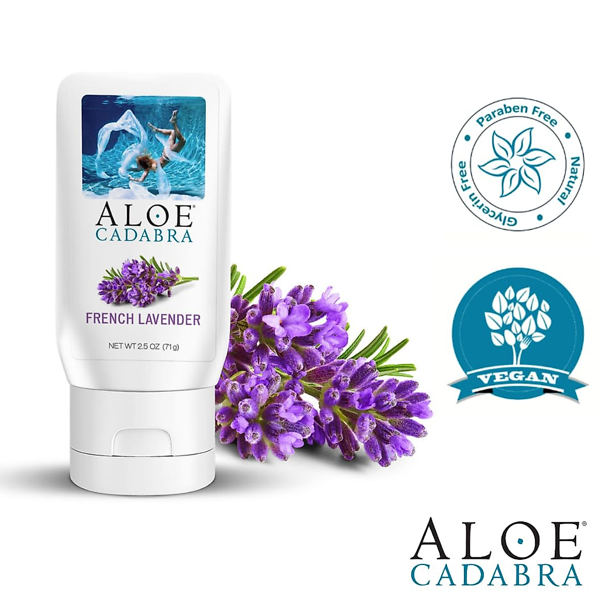 Aloe Cadabra Flavored Personal Lubricant and Vaginal Moisturizer, Organic Edible Aloe Lube for Men, Women and Couples, Non-Staining, pH Balanced, Toy Compatible (French Lavender, 2.5 Ounces, 3 Pack)