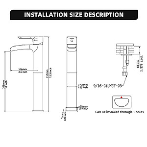 NEWATER Waterfall Spout Tall Vessel Bathroom Sink Faucet，Basin Mixer Tap Single Handle One Hole Brushed Nickel